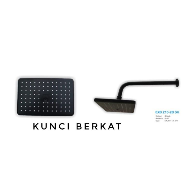 Jual Wall Shower Black Kotak/Shower Head Hitam Square/Sower Air Hujan ...