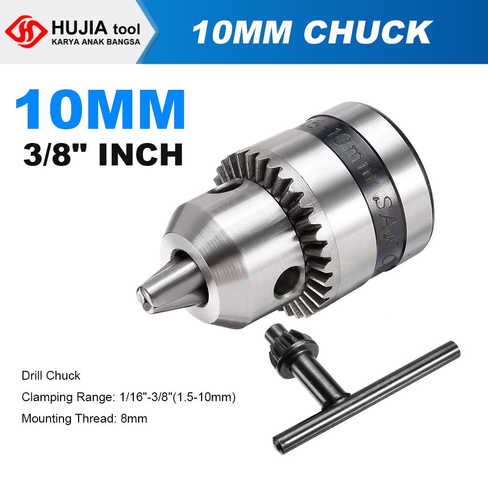 Jual HUJIA Kepala Chuck Listrik 10Mm 3/8" Inch 24unf Murah Perkakas Bor ...