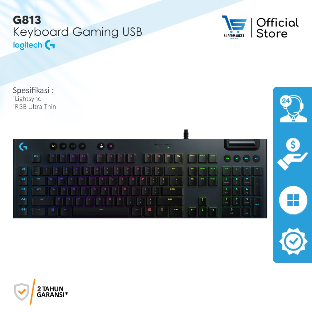 Jual Logitech G813 Mechanical Gaming RGB Clicky Lightsync Keyboard OC ...