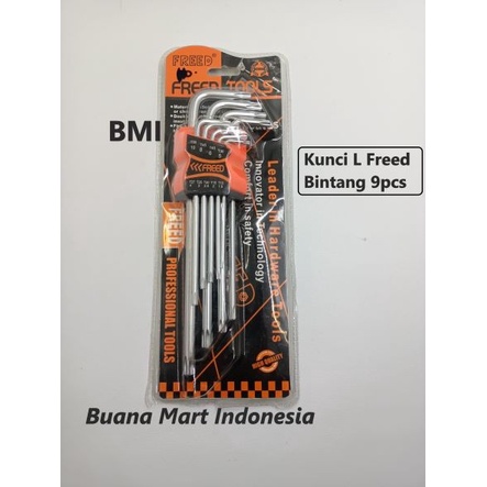 Jual Kunci L Set Panjang FREED 9 Pcs Bintang | Hex Key Bintang | Shopee ...