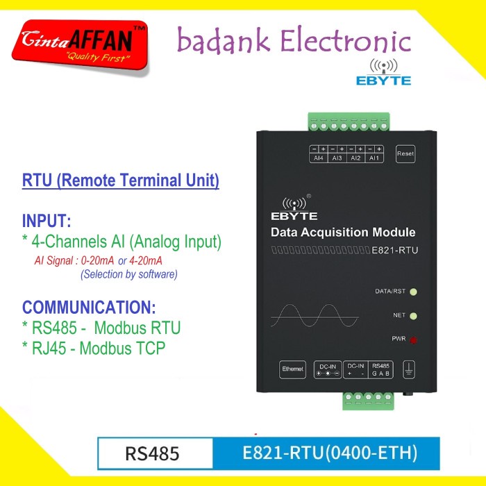 Jual EBYTE E821-RTU (0400-ETH) RTU Remote Terminal Unit 4-AI Modbus RTU TCP FOS12 | Shopee Indonesia