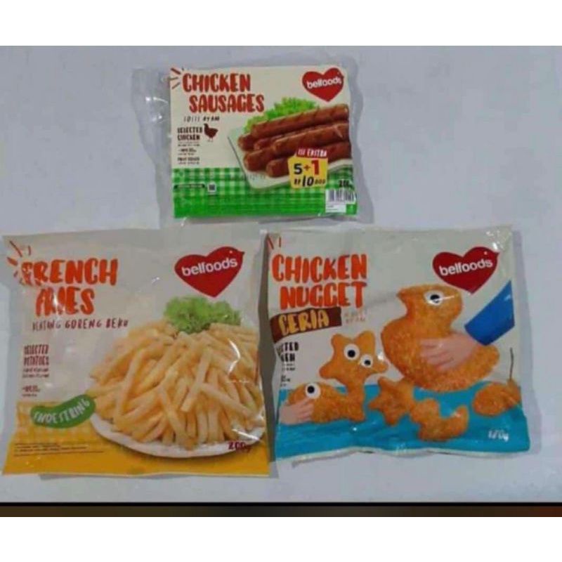 Jual PAKET CHIKEN NUGET / KENTANG /SOSIS PAKET BELFOODS 3 in 1 | Shopee ...