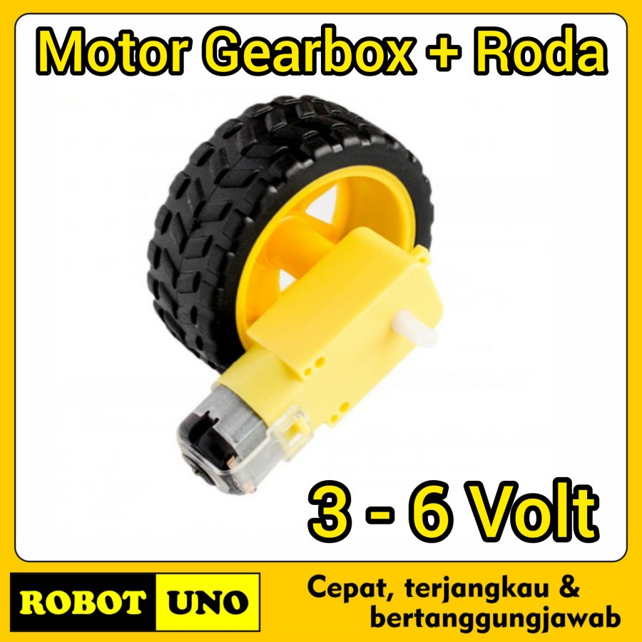 Jual Roda Motor Gearbox DC Smart Car Robot 1:48 Gear Ratio 1 Set Ban ...