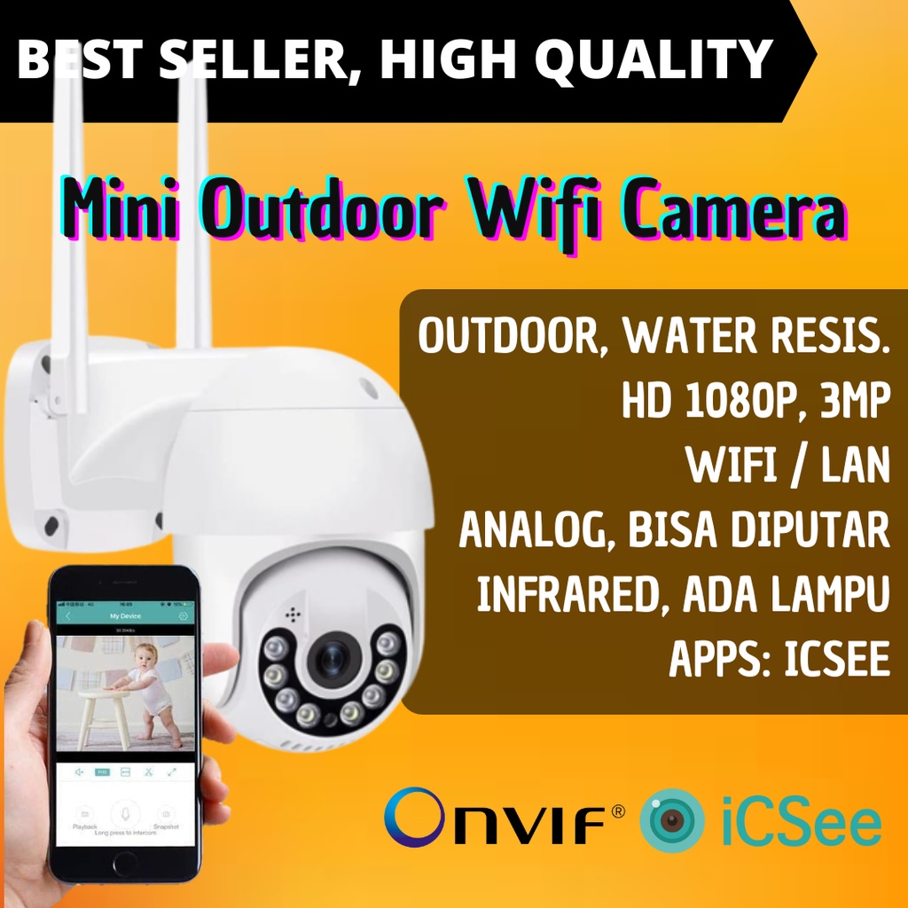 Jual (BEST) Mini IP Camera CCTV Outdoor 1080P 3MP Onvif Full HD ICSee ...