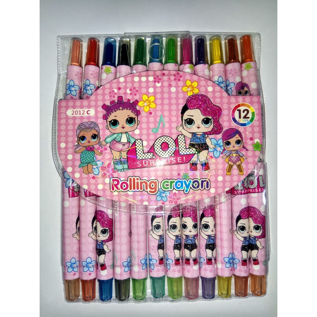 Jual ROLLING CRAYON 12 PCS WARNA COLOURING KRAYON PUTAR KARAKTER PENSIL ...