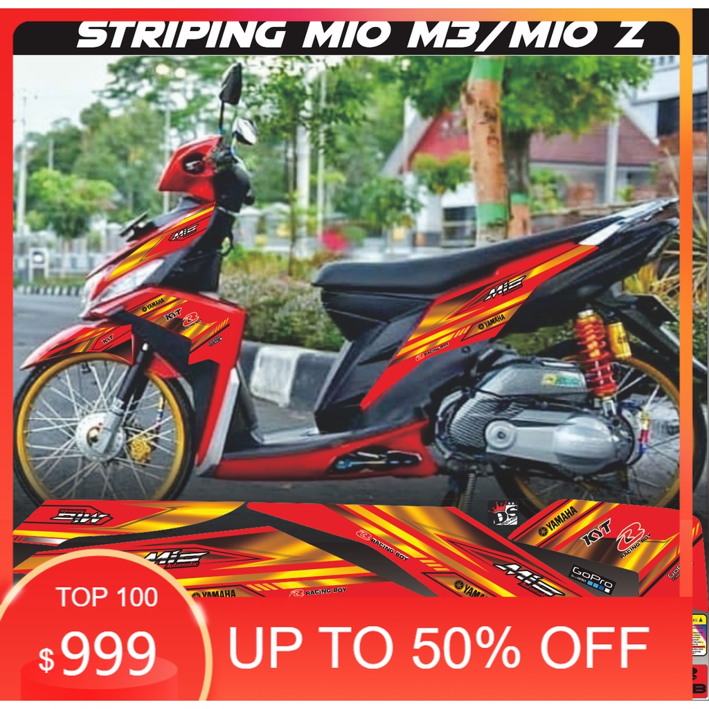 Jual cod/sticker/ STRIPING MIO M3/MIO Z VARIASI SIMPLE WARNA MERAH GOLD ...