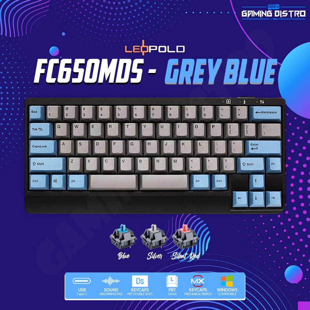 Jual Leopold FC650M Grey Blue | CherryMX Switches 65% Double Space ...