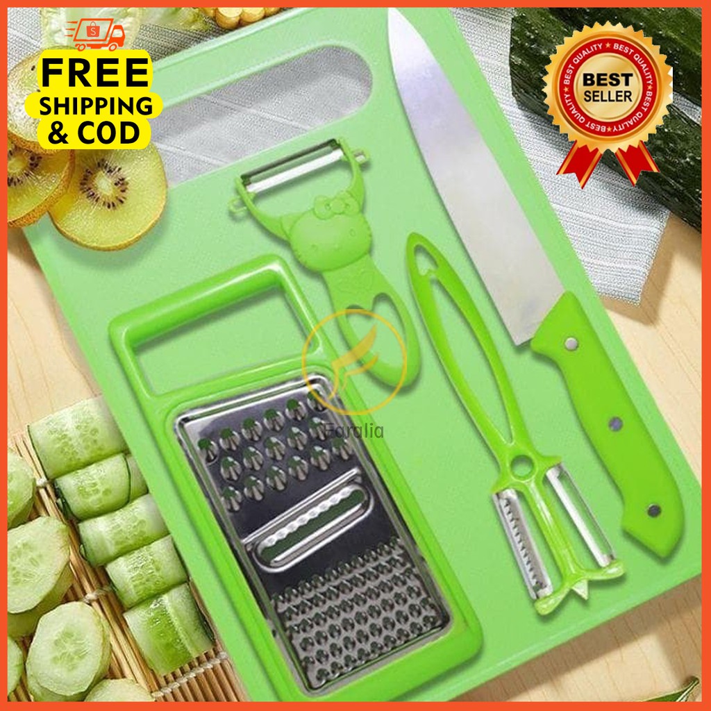 Jual Pisau Set Talenan 5 In 1 Isi 5 Gunting Parutan Peeler Pengupas ...