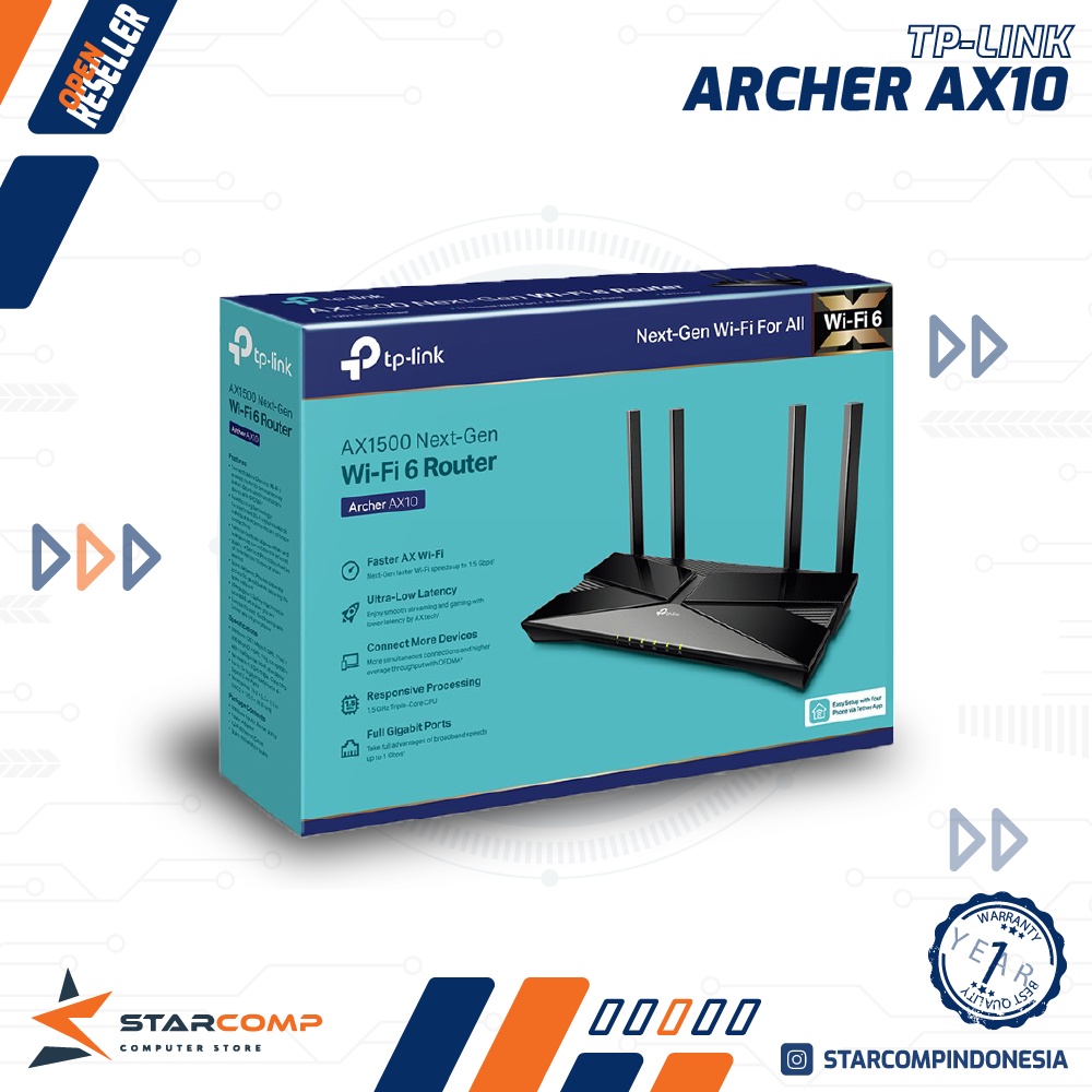 Jual TP-LINK ARCHER AX10 WIFI 6 AX1500 WIRELESS ROUTER AX 1500 | Shopee ...