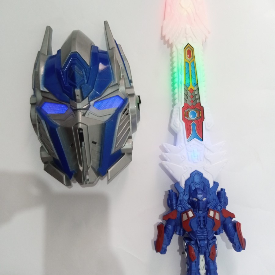Jual mainan anak Pedang Topeng optimus transformer nyala suara | Shopee ...
