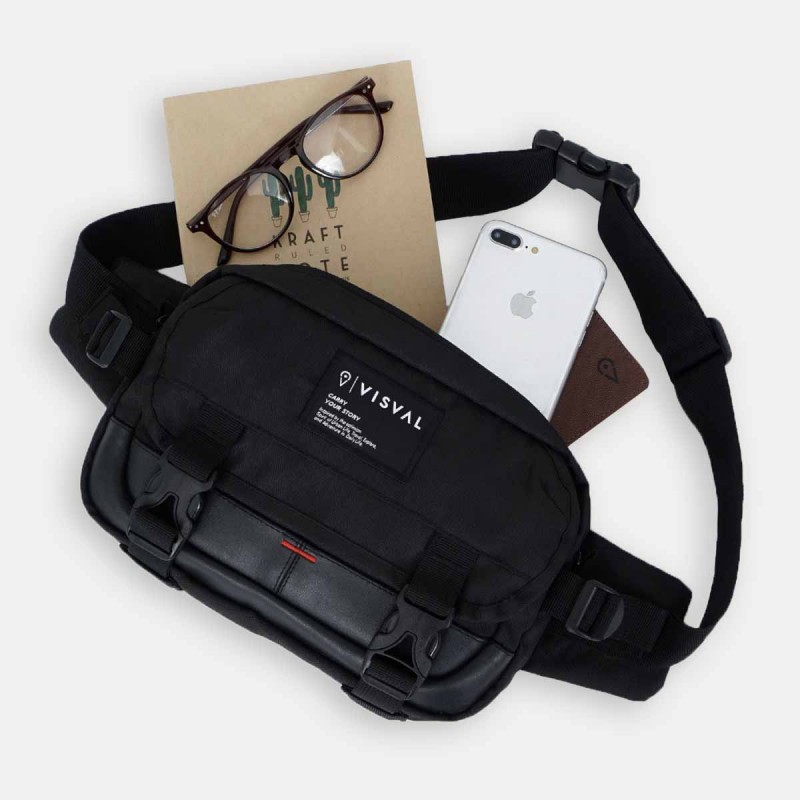 Jual Tas Pinggang Waistbag VISVAL Waist Bag Flashpack Black Selempang ...