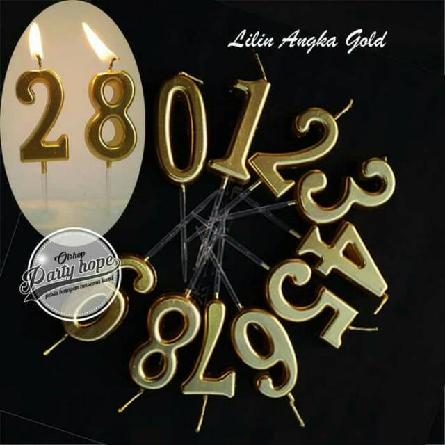 Jual lilin angka gold / Lilin Ultah emas / Lilin Angka ulang tahun gold ...