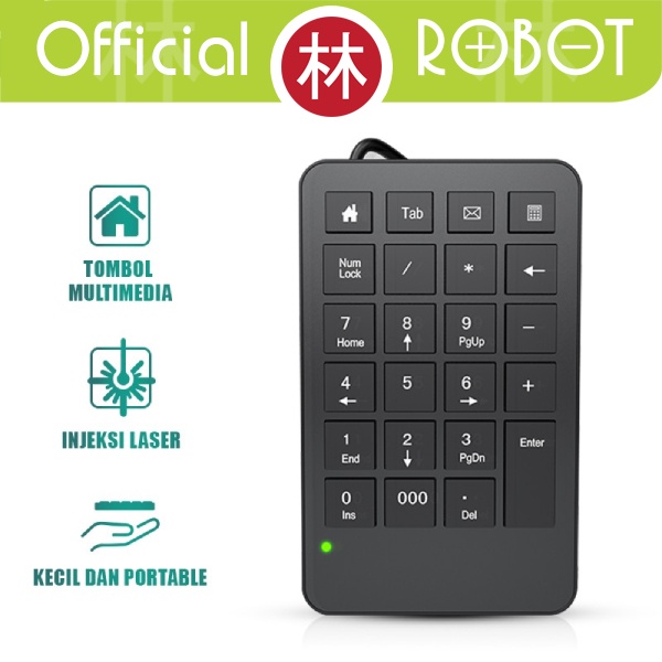 Jual ROBOT RK01 Wired Numeric Keypad Black Tombol Multimedia ...
