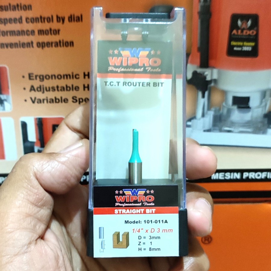 Jual Wipro Mata Router Trimmer Straight Bit 1/4 x 3mm Single Blade ...
