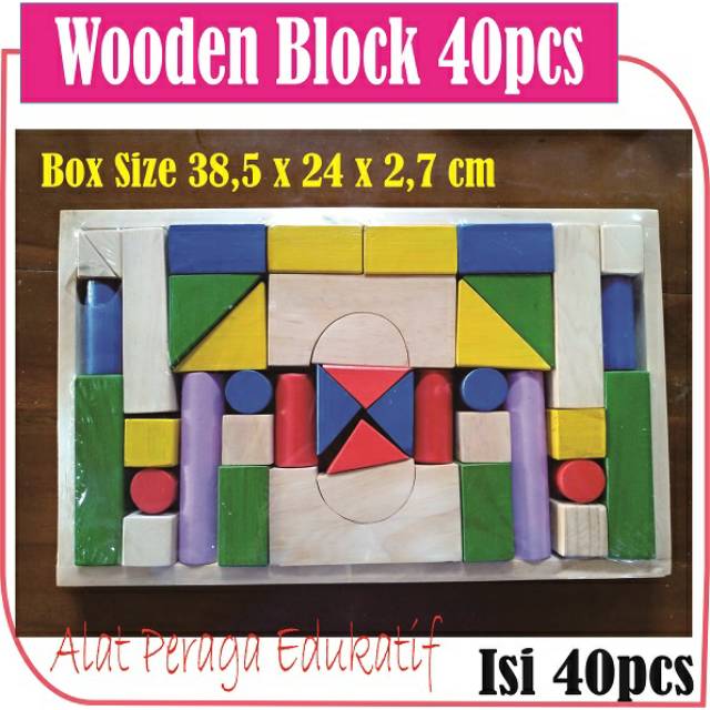 Jual Wooden Block (Balok Kayu) isi 40pcs dan 30pcs | Shopee Indonesia
