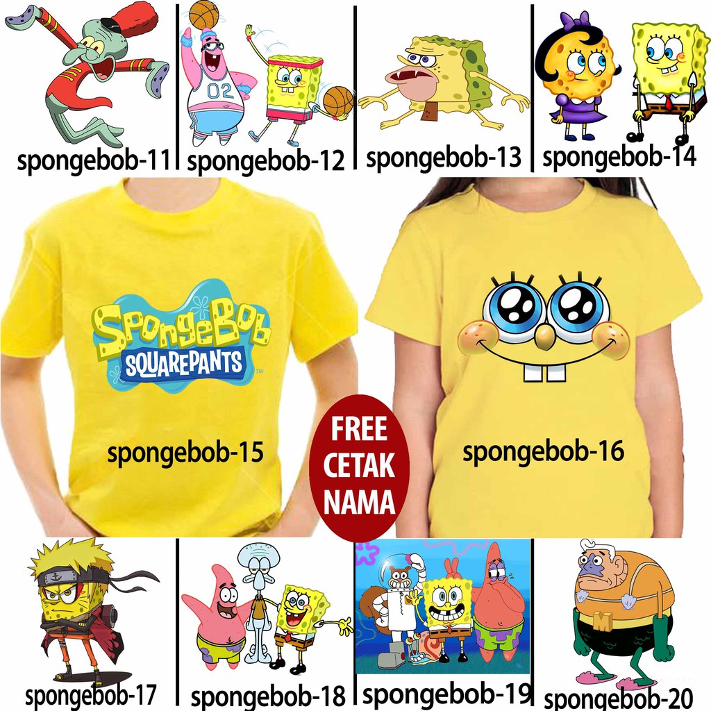 Jual Kaos / Baju ANAK SPONGEBOB SQUAREPANTS Banyak Motif (FREE TULISAN ...
