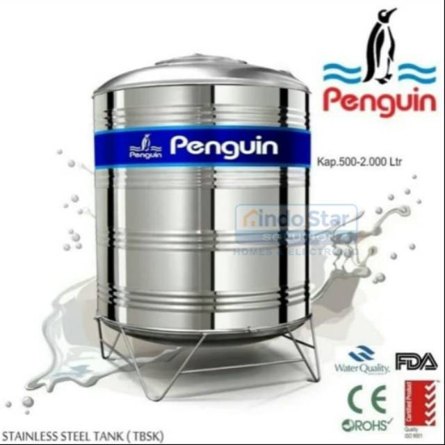Jual Tangki Air Penguin Stainless TBSK 500 Kapasitas 500 Liter Full Set ...