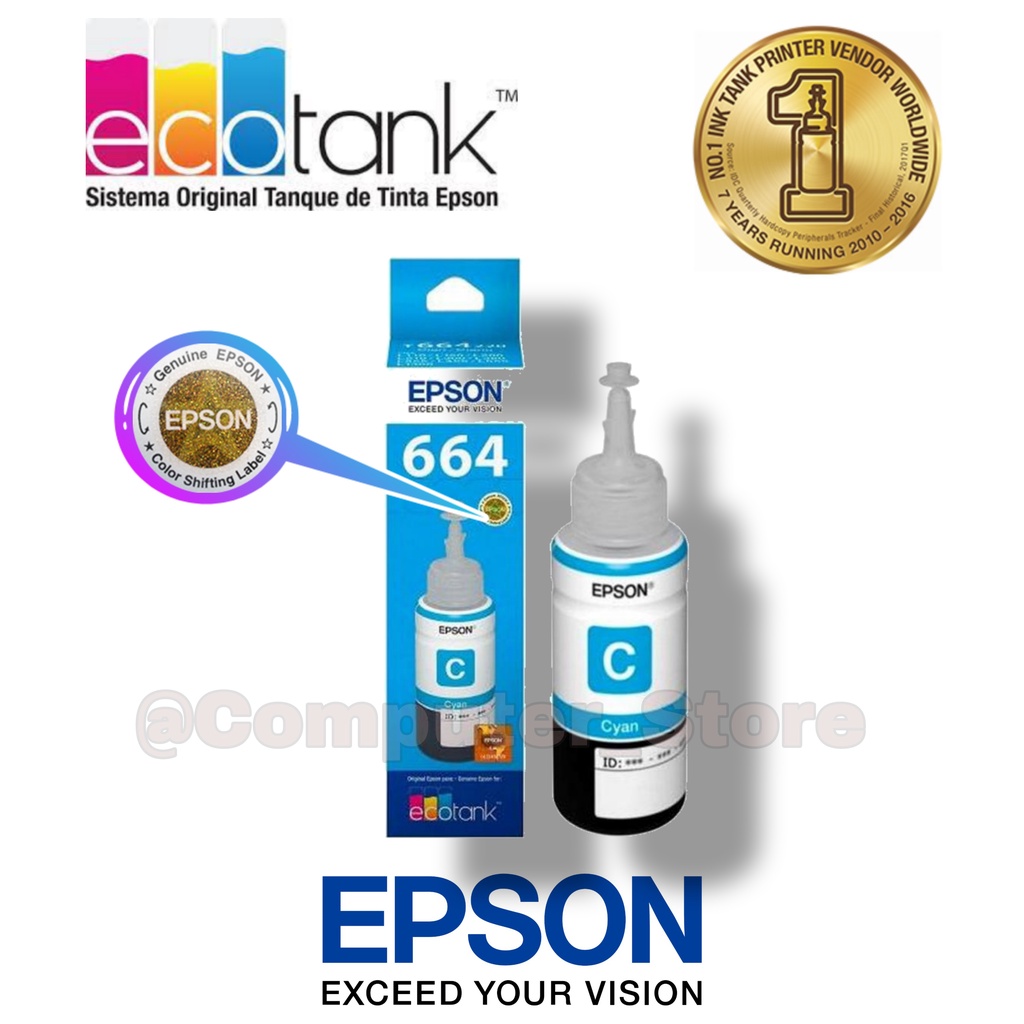 Jual Epson Ink Bottles T664 Black Colour ( Cyan, Magenta, Yellow ) | 664 Tinta Botol Printer ...