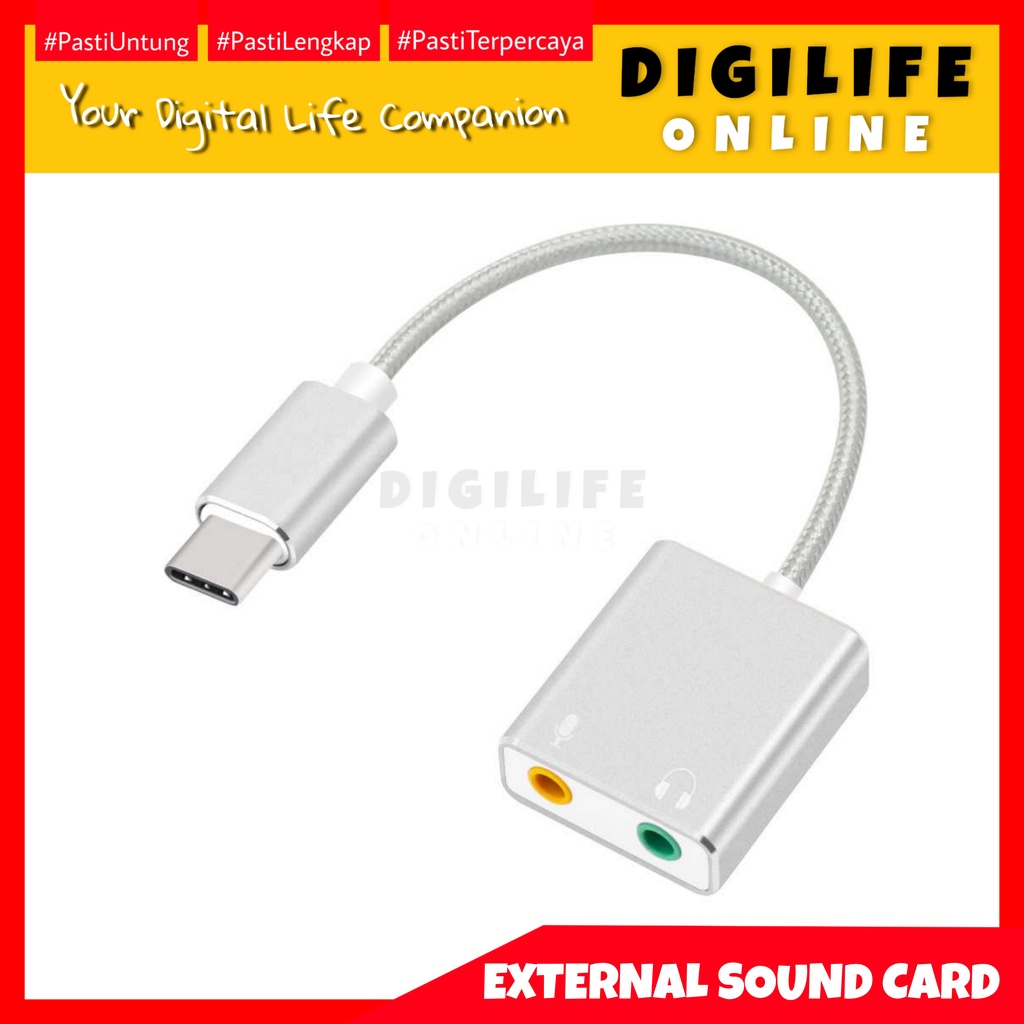 Jual External USB Type-C Sound Card 3.5mm AUX Microphone Mic Soundcard ...