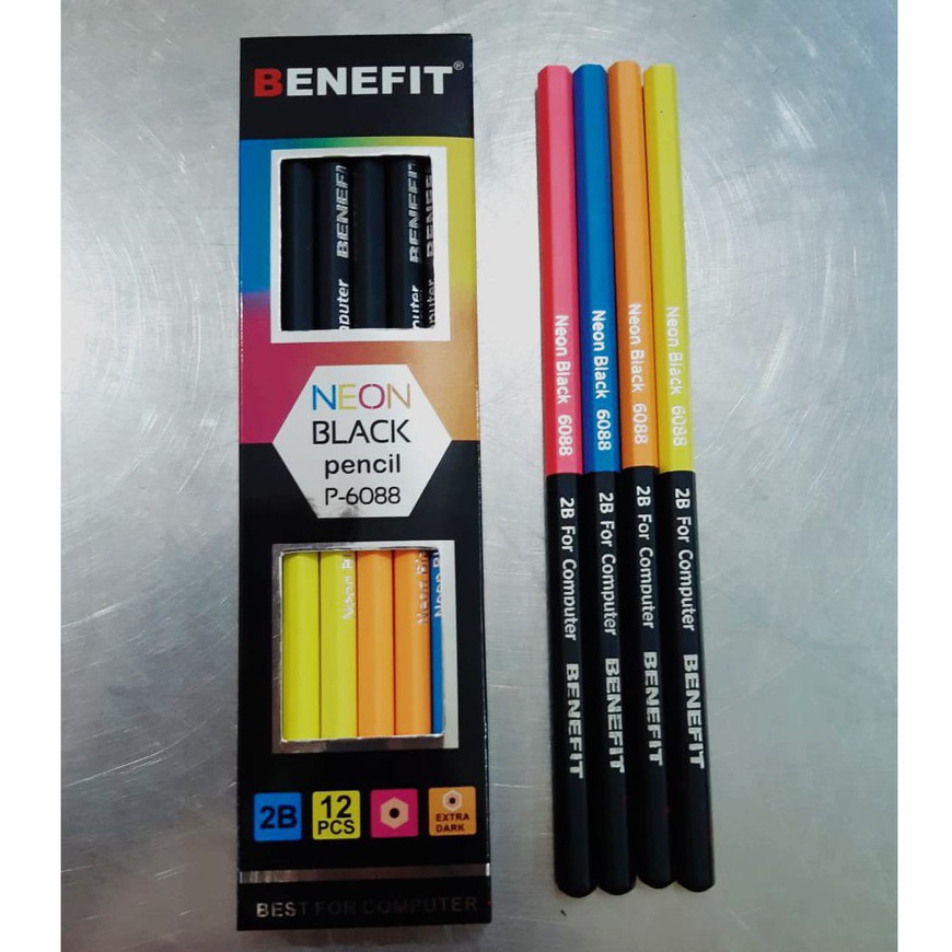 Jual Pensil 2B Benefit P-6088 NEON BLACK Satuan/Pencil Ecer/Eceran ...