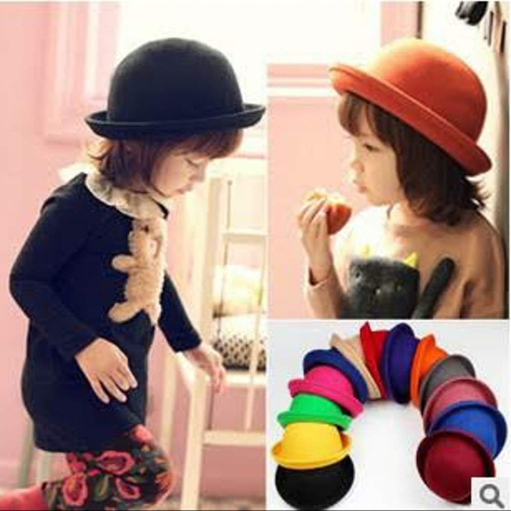 Jual TOPI CAPLIN ANAK BOWLER FEDORA CHAPLIN HAT POLOS | Shopee Indonesia