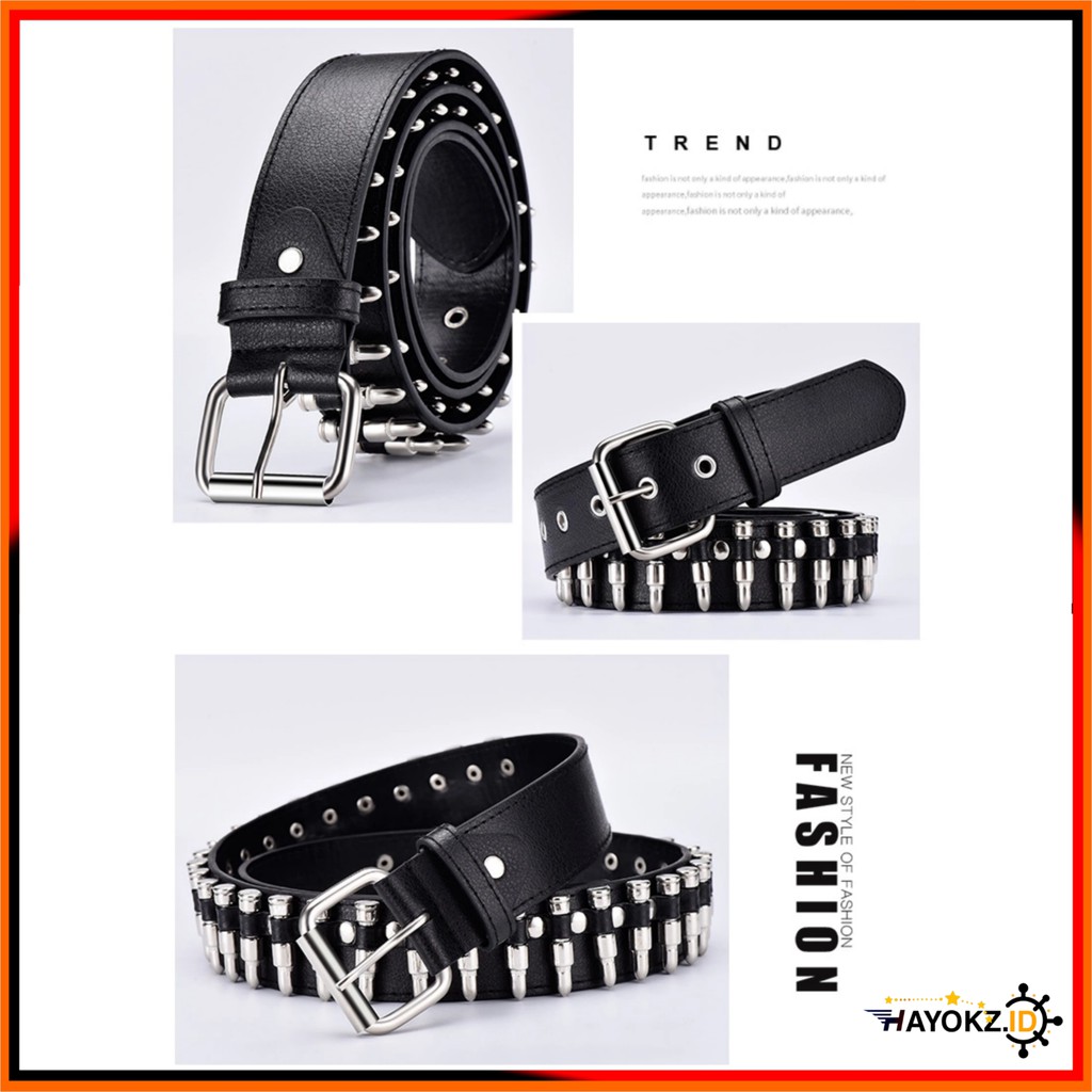 Jual Sabuk Ikat Pinggang Kulit Peluru Gesper Amunisi Band Metal Punk ...