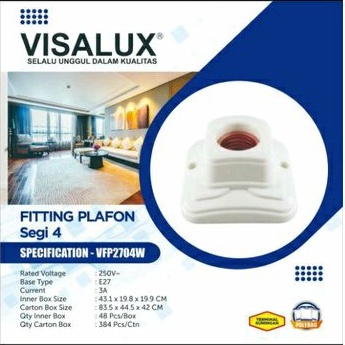 Jual Fiting Piting Plafon Lampu E27 Visalux Kuningan Hias OB Segiempat ...