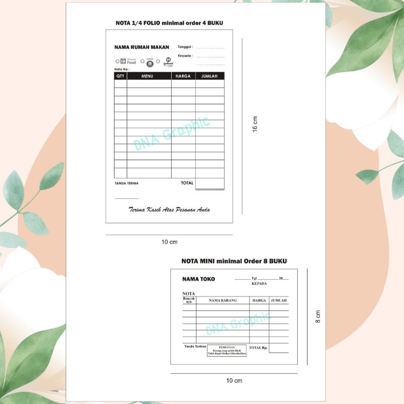 Jual CUSTOM NOTA MAKANAN dan NOTA BON TINTA HITAM | Shopee Indonesia