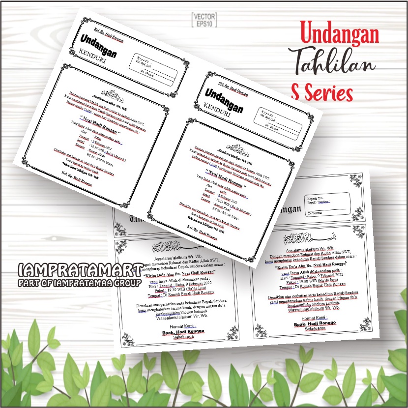Jual IAMPRATAMART - UNDANGAN MENGENANG TAHLILAN / PENGAJIAN 7 / 40 ...