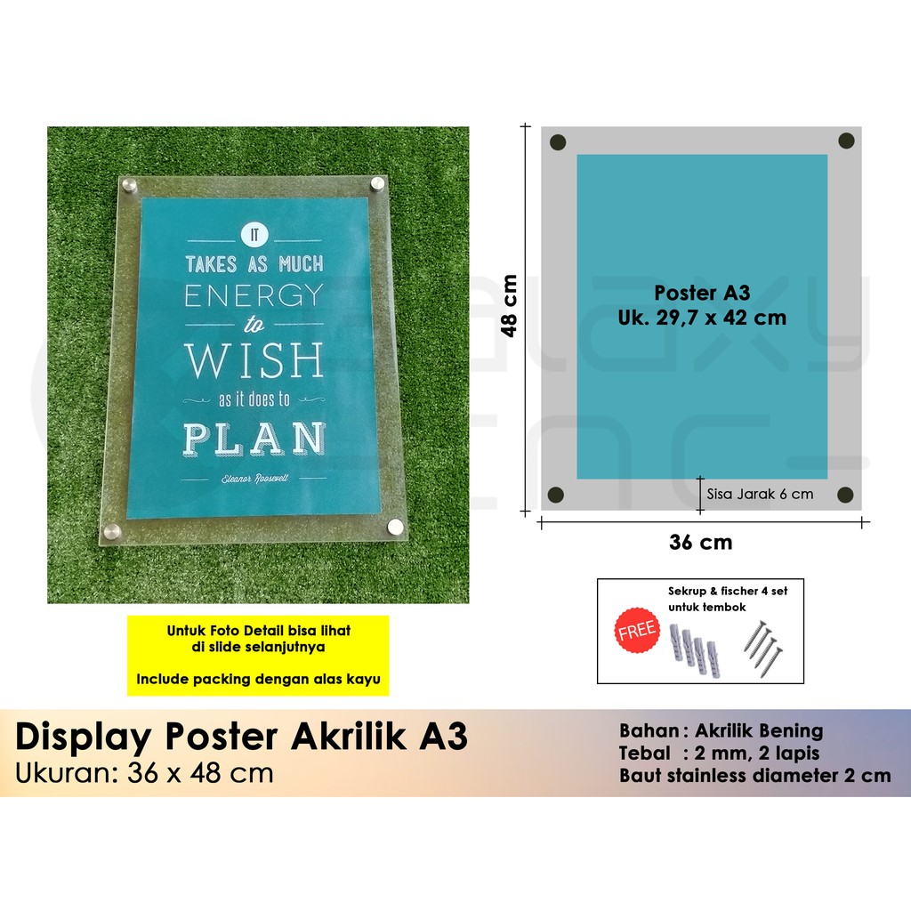 Jual Akrilik Poster / Acrylic Display / Frame Akrilik Dinding - Tebal 2 ...