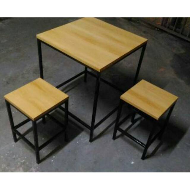 Jual 1 Set ( 1 Meja + 2 Kursi ) Cafe Minimalis Industrial / Meja Makan ...