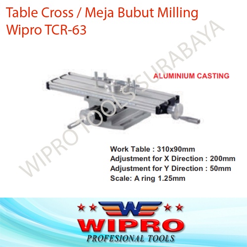 Jual Table Cross Ragum Meja Bubut Miling Aluminium WIPRO TCR-63 TCR63 ...