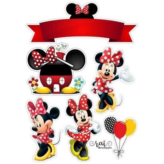 Jual Topper Mickey Minnie Mouse Red Pink custom nama birthday cake ...