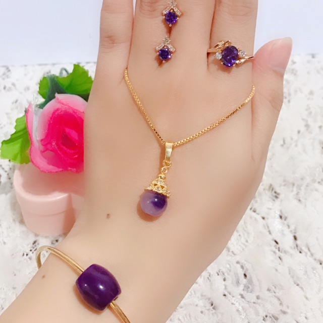 Jual promo super murah set giok warna ungu gelang giok asli 8 | Shopee ...