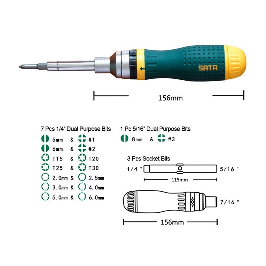 Jual SATA 09350 Obeng Multi Fungsi 19 in 1 Multi-Purpose Ratchet ...