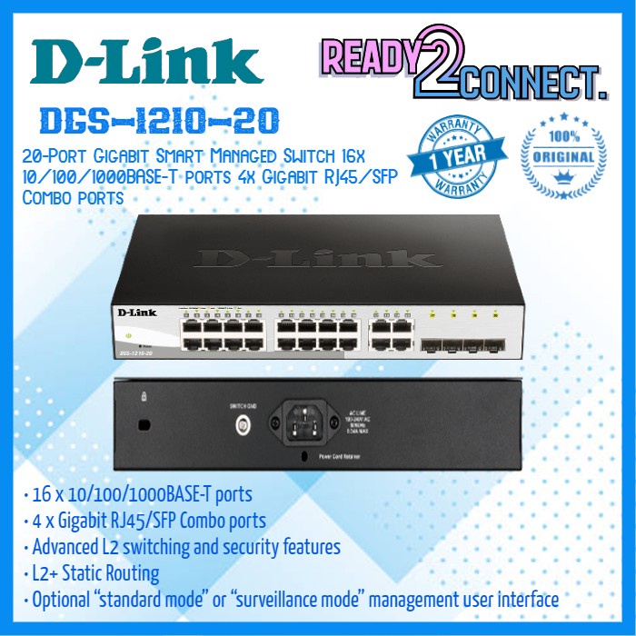 Jual Dlink DGS-1210-20 20-Port Layer 2 Smart Managed Gigabit Switch ...