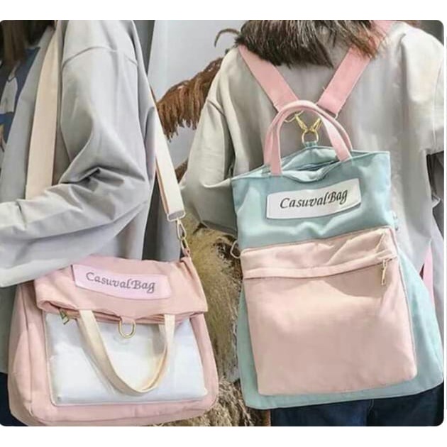 Jual Ransel Wanita aesthetic sekolah Tas punggung selendang desain ...