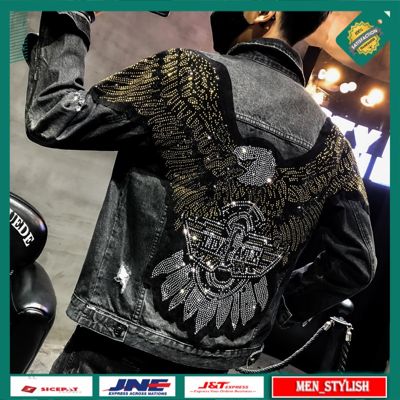 Jual Jaket Denim Pria Original Premium New Punk Style Fashion Eagle ...