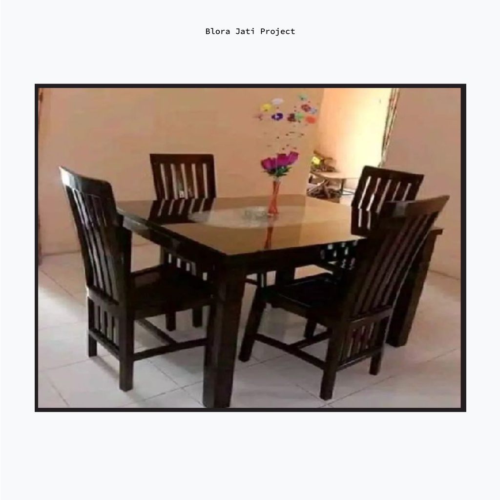Jual Set Kursi Meja Makan Minimalis Modern Kayu Jati Asli | Shopee Indonesia