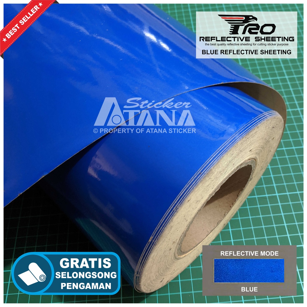 Jual Bahan Stiker Cutting Biru Skotlet Reflektif Fosfor Blue Pro ...