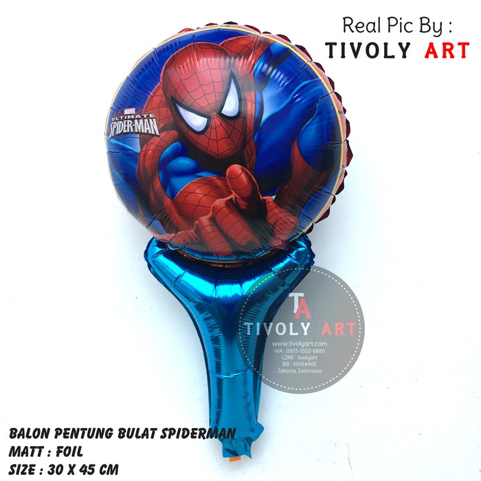 Jual Balon Pentung Bulat SPIDERMAN / Balon Tongkat / Balon Karakter ...