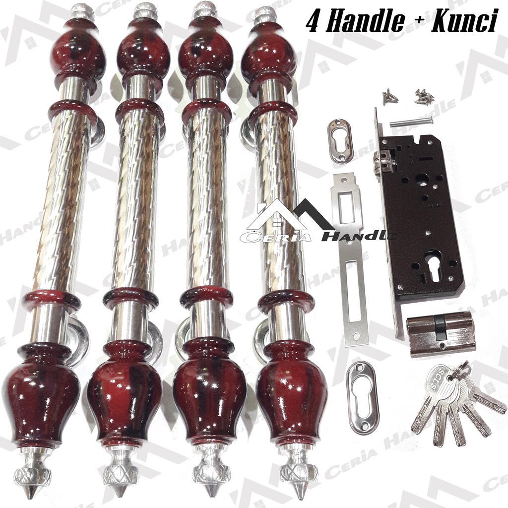 Jual 4 gagang handle pintu dan kunci set minimalis 45 cm - pegangan ...