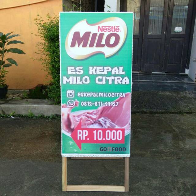 Jual Stand Banner Kayu Papan Promosi Murah Es Kepal Milo | Shopee Indonesia