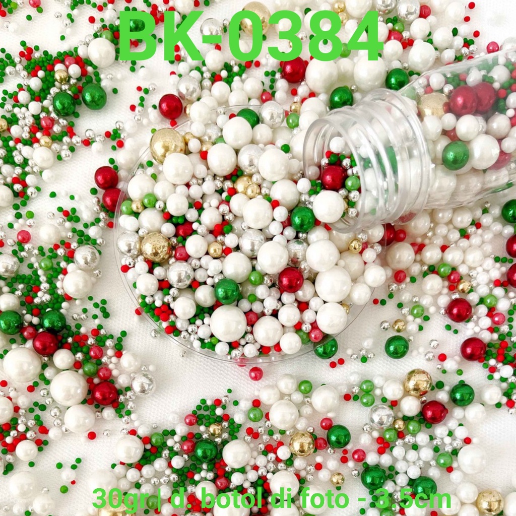 Jual BK-0384 Sprinkles sprinkle sprinkel 30gr gold hijau merah natal ...