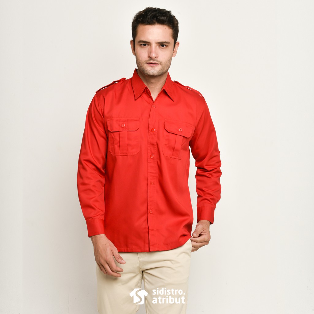 Jual KEMEJA SERAGAM WARNA MERAH - KEMEJA LENGAN PANJANG MERAH CABE ...