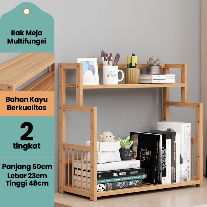 Jual Mainland Rak Meja Kayu Simple Penyimpanan Buku Peralatan Kantor ...