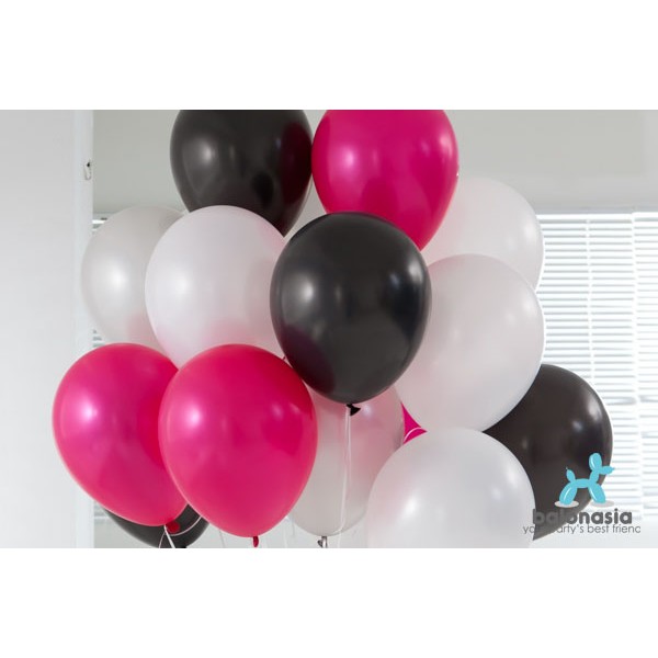 Jual Balon latex Metalik Mix 30 pcs (hitam, putih, magenta, silver ...