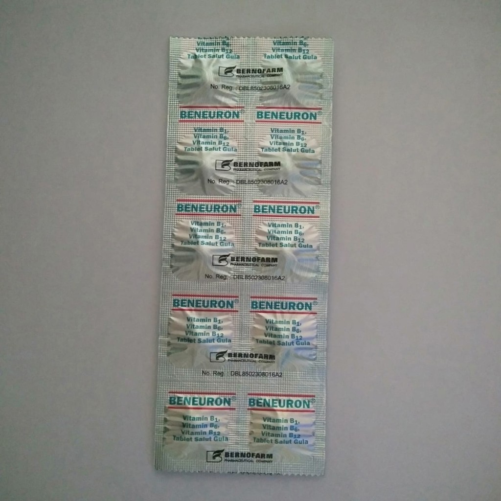 Jual Beneuron Vitamin B1 B6 B12 Salut Gula 1 Strip Isi 10 Tablet ...