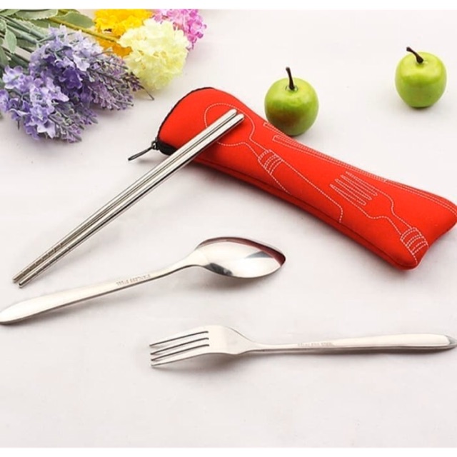 Jual GEN 2 POUCH SENDOK GARPU SUMPIT MAKAN SET STAINLESS | Shopee Indonesia