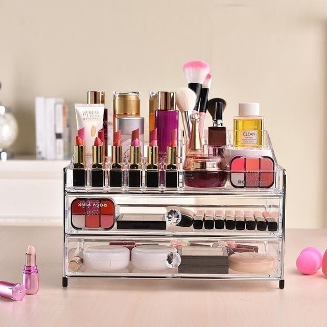 Jual Tempat Makeup Acrylic Crystal 4 Drawer Stainless Handle Crystal ...